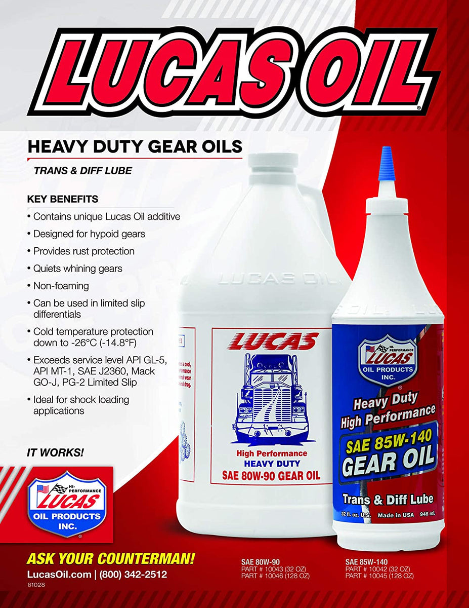 Lucas Oil 10045 Heavy Duty High Performance SAE 85W-140 Gear Oil - 1 G ...